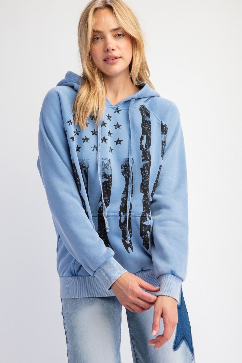 American Flag Printed Hoodie - Peri Blue – Shop BlueWaters